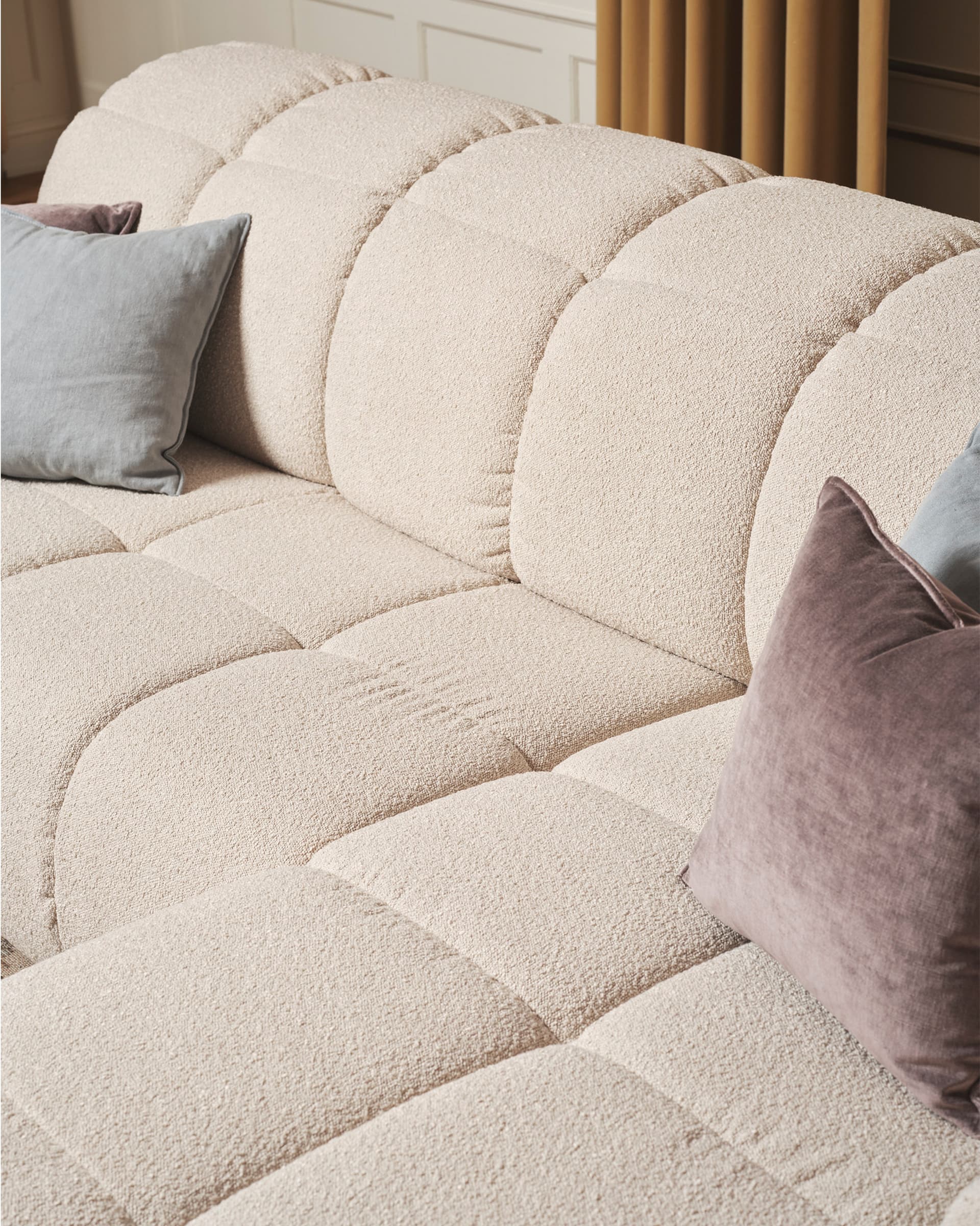 VALROSSEN l Kul, stor og moderne sovesofa i fløyel, boucle eller ...